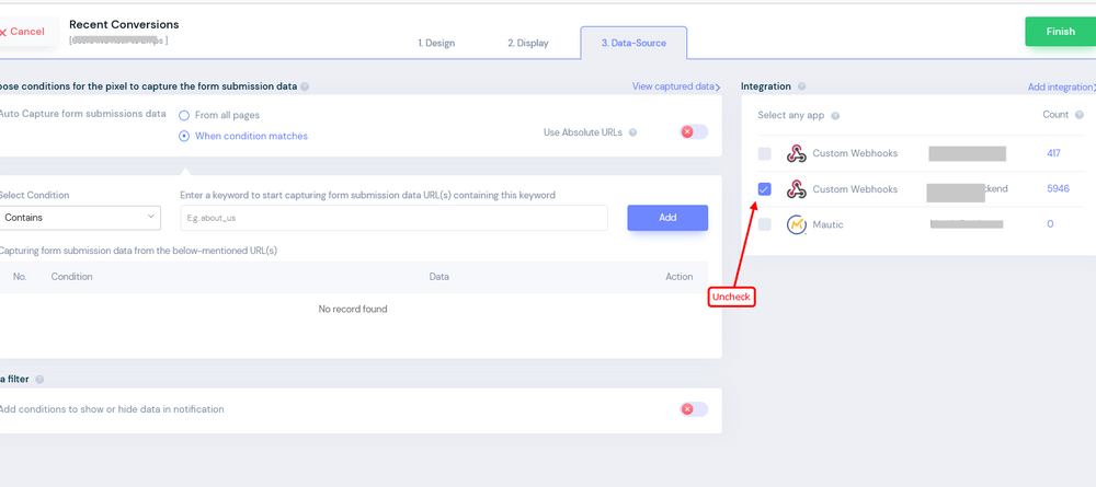 How To Delete Data source Or Integration From Wisernotify 