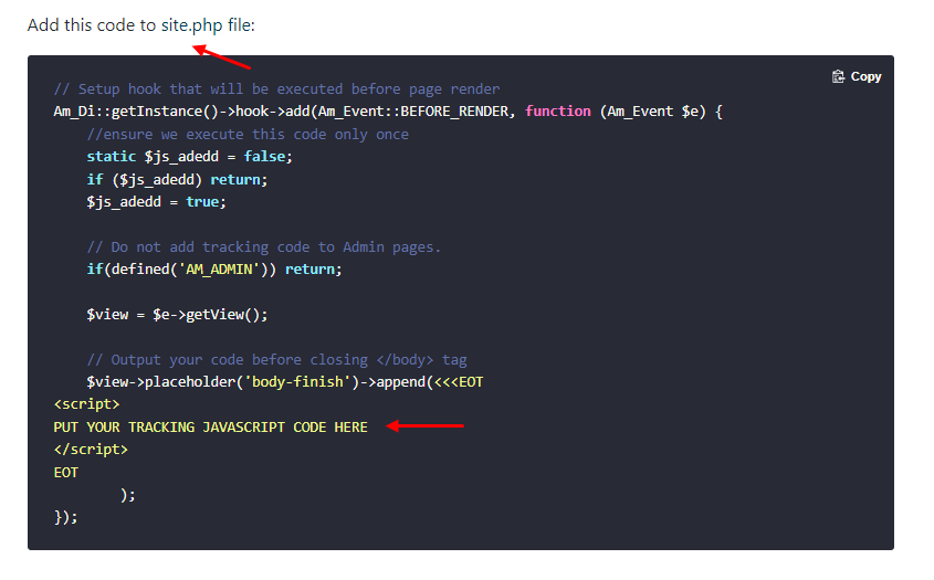 How to add pixel code in amember pages